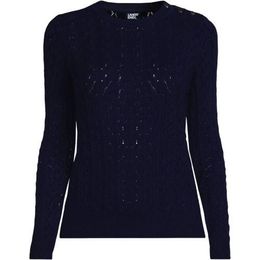 LANDS' END Ajourpullover aus Baumwollmix, Damen,  Blau, Viskose/Baumwoll-Mischung/Nylon-Mischung, by Lands' End