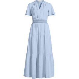 LANDS' END Stufen-Maxikleid aus Musselin, Damen,  Blau, Baumwolle, by Lands' End