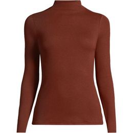 LANDS' END Softes Stehbund-Shirt f&uuml;r Damen, Damen, size: regular, Braun, Elasthan/Viskose/Viskose-Mischung, by Lands' End