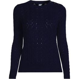 LANDS' END Ajourpullover aus Baumwollmix, Damen,  Blau, Viskose/Baumwoll-Mischung/Nylon-Mischung, by Lands' End