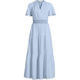 LANDS' END Stufen-Maxikleid aus Musselin, Damen,  Blau, Baumwolle, by Lands' End