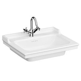 Vitra Valarte M&ouml;belwaschtisch 65 x 53 cm mit Hahnloch 4 &Uuml;berlaufl&ouml;cher Wei&szlig; Hochglanz,7801B403-0001 7801B403-0001