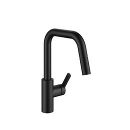 KWC Hebelmischer LUNA E Auszugbrause, A215, matt black, L-Auslauf, seitenbedient(1.Quartal,125134 125134