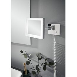 Emco LED-Kosmetikspiegel pure 1-armig, 3-fach, eckig, Stecker, 203x 203 mm, chrom, 109406010 109406010
