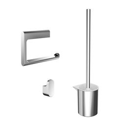 Emco flow Starter-Set, chrom Papierhalter, B&uuml;rstengarnitur,Doppelhaken,279800101 279800101