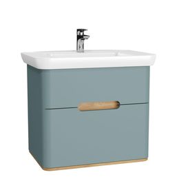 Vitra Sento Set 78 cm Waschtisch + Unterschrank 2 Laden Fjordgr&uuml;n Matt,65877 65877