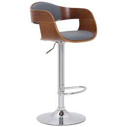 TPFLiving Barhocker Kingsley Gestell Metall in Chromoptik Holz/Kunstleder Walnuss/Grau