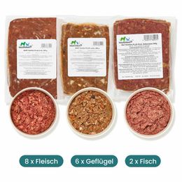 Haustierkost Fertigbarf Probierpaket f&uuml;r Hunde 16x500 g