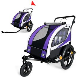 SAMAX 360&deg; drehbarer Fahrradanh&auml;nger 2in1 Jogger - in Lila - Black Frame
