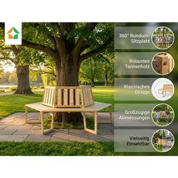 Baumbank 6-Eckig & 360&deg;, ca. 205 x 178 x 90 cm aus Tannenholz