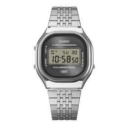 Chronograph CASIO VINTAGE, edelstahlfarben, grau, Armbanduhren, Herren, Chronograph, Quarzuhr, Armbanduhr, Damenuhr, Herrenuhr, Edelstahlarmband, digital