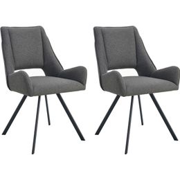 Esszimmerstuhl Home Affaire "AIRDRIE, 2er Set, mit Metallgestell in matt schwarz", schwarz matt, pulverbeschichtet, anthrazit, B:43cm H:98cm T:61cm, Metall, Polyester, St&uuml;hle, Esszimmerstuhl, in verschiedenen Farben, Belsatbarkeit pro Stuhl 120 kg