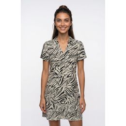 V&eacute;ro Moda Blusenkleid VERO MODA "VMJOSIE S/S CALF SHIRT DRESS WVN GA", Damen, Gr. M, N-Gr, pumice stone aop:bea, Web, Obermaterial: 83% Viskose, 17% Nylon, bedruckt, regular fit knieumspielend, V-Ausschnitt, Kleider Blusenkleid, Viskosemischung, regular fit