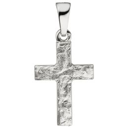 Kreuzanh&auml;nger Jobo "Anh&auml;nger Kreuz", silber (silber 925), Schmuckanh&auml;nger, Damen, Silber 925 (Sterlingsilber), 925 Silber geh&auml;mmert
