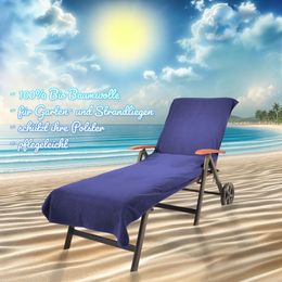 Strandtuch Kinzler "Frottee-Liegenbezug, 100% Baumwolle, Schonbezug f&uuml;r Gartenliegen", blau, B:78cm L:200cm, Walkfrottee, Baumwolle, Handt&uuml;cher, Liegen-Handtuch, Uni Farben, 78x200 cm, auch als 2er Set