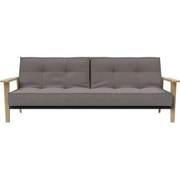 Schlafsofa INNOVATION LIVING &trade; "Splitback Frej, Sofa mit Funktion, bequem mit Federkernunterfederung", grau, B:234cm H:79cm T:90cm, Webstoff &Acirc;&raquo;MIXED DANCE&Acirc;&laquo; (100% Polyester);Webstoff fein &Acirc;&raquo;FLASHTEX&Acirc;&laquo; (100% Polyester), Sofas, Schlafsofa, mit stabilen Armlehnen aus Eichenholz, skandinavisches Design, Topseller
