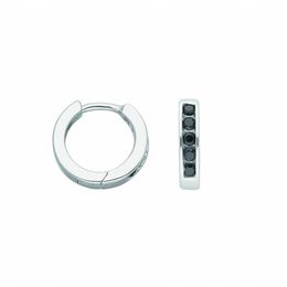 Adelia&acute;s Paar Creolen ADELIA&acute;S "12,2 mm ⌀ Creolen Ohrringe 925 Silber mit Zirkonia", schwarz (silber), Ohrringe, Damen, Damen, Silber 925 (Sterlingsilber), Silberohrringe