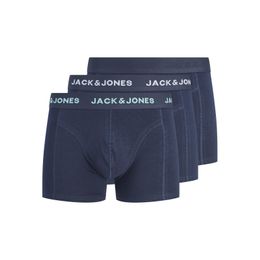 Jack & Jones Trunk JACK & JONES "JACCONOR SOLID TRUNKS 3 PACK NOOS", Herren, Gr. L, 3 Stk., navy blazer pack:navy blazer, navy blazer, Jersey, Obermaterial: 95% Baumwolle, 5% Elasthan, unifarben mit Farbeinsatz, eng, Unterhosen, Baumwollmischung, elastischer Bund