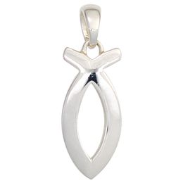 Kettenanh&auml;nger Jobo "Anh&auml;nger Ichthys 17 mm", silber (silber 925), Schmuckanh&auml;nger, Damen, Silber 925 (Sterlingsilber), Kettenanh&auml;nger, 925 Silber rhodiniert