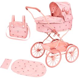 Puppenwagen BAYER "nostalgisch, mit Schleife", schleife altrosa, Puppenwagen, KinderB:44,5cm H:80cm T:67cm, Kunststoff, Metall, Polyester, inklusive Umh&auml;ngetasche, B:44,5cm H:80cm T:67cm