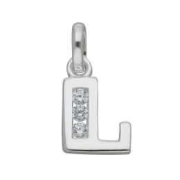 Adelia&acute;s Namenskette ADELIA&acute;S "Halskette - Namenskette mit Buchstabenanh&auml;nger L mit Zirkonia", silber, Halsketten, Damen, Silber 925 (Sterlingsilber), Schmuckset mit bis 45 cm stufenlos verstellbarer 925 Silber Halskette