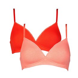 B&uuml;gelloser BH MY BASIC, Damen, Gr. 70, Cup B, rot (bunt), Obermaterial: 95% Baumwolle, 5% Elasthan, Basic, Basic, BHs, flache Verarbeitung, wattiert, ohne B&uuml;gel, basic, Baumwollmix