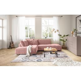 Ecksofa Musterring "Lucia bequem, elegant & zeitlos, elegante Sofa ohne Armlehnen", rosa (rosewood), B:304cm H:81cm T:224cm, 100% Polyester, Sofas, Ecksofa, mit gro&szlig;em Longchair, verschiedene Farben, B304 x T224 cm