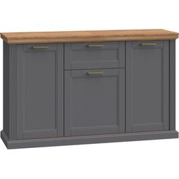 Sideboard OTTO HOME "Tara, Landhaus Kombikommode B/T/H: 138/48/91 cm, FSC-zertifiziert", grau (graphite matt, pacific walnut), B:167cm H:102cm T:48cm, Holzwerkstoff, MDF, Sideboards, Sideboard, lackiert mit wasserbasiertem UV-Lack, unempfindlich und kratzfest