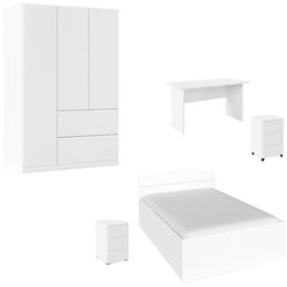Jugendzimmer-Set Rauch "Komplettzimmer Schlafzimmer-Set (5-St.) Jugendzimmer-Set JOEL", wei&szlig; (alpinwei&szlig;), CLASSIC + ohne Matratze, B/H: 140cm x 200cm, CLASSIC, Holzwerkstoff, Schlafzimmerm&ouml;bel-Sets, Bett 2 Breiten,Nachttisch,Tisch,Rollcontainer,Schrank MADE IN GERMANY