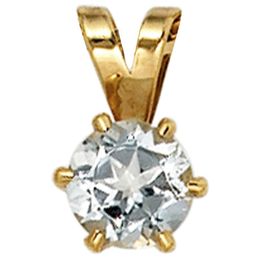 Kettenanh&auml;nger Jobo "Anh&auml;nger mit Aquamarin 10 mm", gelb (hellblau, hellblau), Schmuckanh&auml;nger, Damen, Gelbgold 585, Kettenanh&auml;nger, 14 Karat 585 Gold