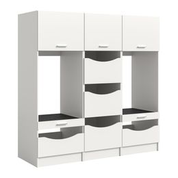 Mehrzweckschrank-Set Welltime "FALAS, 3-teilig, Hauswirtschaftsraum Set, Breite 192 cm", wei&szlig; nb, H:195cm T:68cm, Holzwerkstoff, Kastenm&ouml;bel-Sets, Kombination, Waschmaschinenumbau, Waschmaschinenschrank, W&auml;schekammer
