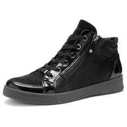 Sneakerboots Ara "ROM", Damen, Gr. 4,5 (37,5), schwarz, Glattleder, Lackleder, Veloursleder, unifarben, Schuhe Sneakerboots, Hightop Sneaker, Schn&uuml;rboots in Bequemweite G (= weit)
