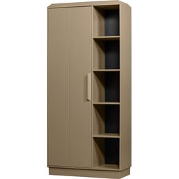 Stauraumschrank Woood "Lowen mit FSC Massivkiefer lackiert, B 100 x T 44 x H 221 cm", braun (schlamm), B:100cm H:221cm T:44cm, Holzwerkstoff, Schr&auml;nke, Stauraumschrank, Tragkraft 15 kg pro Einlegeboden, einfach zu montierbar, Pfleigleicht