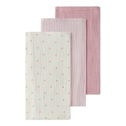 Multifunktionstuch LIL' ATELIER "NBNISLEYS 3PACK NAPPIES LIL NOOS", Baby, rosa (turtledove aop:hushed violet, zephyr), Web, Baumwolle, bedruckt, Modet&uuml;cher Multifunktionstuch, aus Baumwolle, bequeme Passform, mit Blumenmuster und Uni-Look