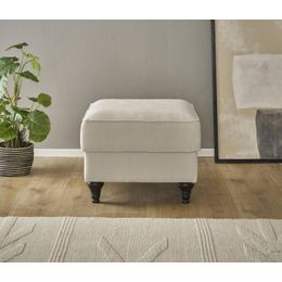 Hocker OTTO HOME "Westminster mit hochwertigem Microfaserbezug", beige (elfenbein), B:65cm H:50cm T:65cm, 92% Polyester / 8% Nylon, Hocker, Hocker, Passend zur Serie WESTMINSTER, Federkern-Polsterung, gedrechselter Fu&szlig;