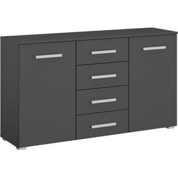 Schubkastenkommode Rauch "Sideboard Kommode Kombikommode KOLUNA mit Dekorfront", graumetallic, B:120cm H:81cm T:42cm, Holzwerkstoff, Sideboards, vier gro&szlig;e Schubladen, mit insgesamt 4 Einlegeb&ouml;den MADE IN GERMANY