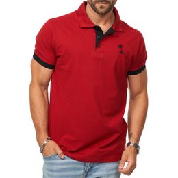 Poloshirt DAILY COTTON "Daily Cotton Poloshirt in Kurzarm als Freizeit Polo T-Shirt - Polo-Hemd f&uuml;r Herren", Jungen, Gr. S, rot, schwarz, Obermaterial: 100% Baumwolle CO., B&uuml;ndchen kontrastfarben, Shirts, M&auml;nner Polohemd im Regular-Fit in Piqu&eacute;-Qualit&auml;t mit Palmen-Logo