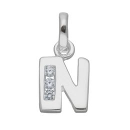 Adelia&acute;s Namenskette ADELIA&acute;S "Halskette - Namenskette mit Buchstabenanh&auml;nger N mit Zirkonia", silber, Halsketten, Damen, Silber 925 (Sterlingsilber), Schmuckset mit bis 45 cm stufenlos verstellbarer 925 Silber Halskette