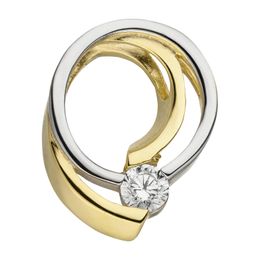 Kettenanh&auml;nger Jobo "Anh&auml;nger 13 mm mit Zirkonia", gold (gelbgold 333, wei&szlig;), Schmuckanh&auml;nger, Damen, Gelbgold 333, Kettenanh&auml;nger, 8 Karat 333 Gold bicolor