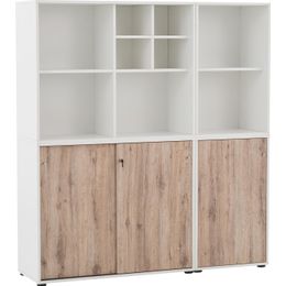 Aktenschrank Schildmeyer "Serie 400, B&uuml;rom&ouml;bel-Set-5-tlg., Made in Germany", braun (wei&szlig;, wildeichefarben), B:151,1cm H:167,2cm T:41cm, Holzwerkstoff, Schr&auml;nke, Solide Verarbeitung - Dieses Produkt ist in Deutschland gefertigt