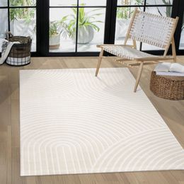 Teppich Paco Home "Luzern 652", beige (creme), B:80cm H:13mm L:150cm, Polyester, Teppiche, Teppich, Kurzflor, Uni Farben, Hoch-Tief-Struktur, Scandi Design