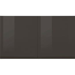 H&auml;ngeschrank KOCHSTATION "KS-Virginia,neu in verbesserter Ausf&uuml;hrung", grau (grau hochglanz), B:100cm H:57cm T:34cm, Holzwerkstoff, MDF, Schr&auml;nke, H&auml;ngeschrank K&uuml;chenh&auml;ngeschrank, Breite 100 cm, 2 T&uuml;ren, ged&auml;mpfte Scharniere