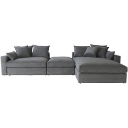 Ecksofa OTTO HOME "Cosy Lounge U-Form, Breite 351 cm", grau (anthrazit), B:351cm T:198cm, 100% Polyester, Sofas, Ecksofa, Mega-Sofa mit Cordstoff bezogen, mit Federkern & 5 Zierkissen