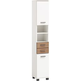 Hochschrank Welltime "Katta, Hochschrank, Made in Germany, B: 30 cm", wei&szlig; (mattwei&szlig;, akustikprint), B:30,3cm H:180,9cm T:32,6cm, FSC-zertifizierter Holzwerkstoff, Schr&auml;nke, Hochschrank, Solide Verarbeitung - Dieses Produkt ist in Deutschland gefertigt