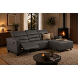 Ecksofa OTTO HOME "Carpari, L-Form, 263 cm, manuelle o. elektrische Relaxfunktion", grau, B:263cm H:97cm T:179cm, Sofas, Ecksofa, USB A/C und Kopfteilverstellung
