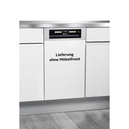 Bauknecht teilintegrierbarer Geschirrsp&uuml;ler "BSBO 3023 PF X", Energieeffizienz: E (A-G), silber (edelstahl), B:44,8cm H:82cm T:55,5cm, Geschirrsp&uuml;ler, PowerClean Hochdruckd&uuml;sen &ndash; reinigt hartn&auml;ckigste Verschmutzungen