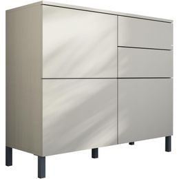 borchardt M&ouml;bel Kommode BORCHARDT M&Ouml;BEL "Haama, Sideboard mit Metallf&uuml;&szlig;en, Push-to-open-Technik, Breite 93 cm", beige (kaschmir), B:93cm H:80cm T:35cm, Holzwerkstoff, Sideboards, Kommode, Push-To-Open, verstellbare Einlegeb&ouml;den, viel Stauraum, Breite 93cm