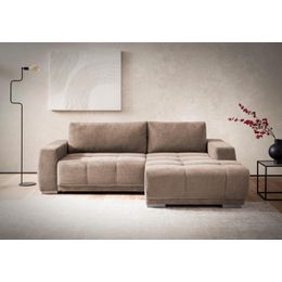 Ecksofa Home Affaire "Bolero L-Form, B: 241 cm", grau (taupe), B:241cm H:66cm T:165cm, 96% POLYESTER (PES)/4% POLYAMID(PA), Sofas, Ecksofa, wahlweise mit Bettfunktion & Bettkasten