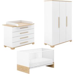 Babym&ouml;bel-Set Paidi "YOLANDA, 4-teiliges Babyzimmer in Wei&szlig;, hochwertiges Komplettset", kreidewei&szlig;, eiche, montana, ohne Matratze, B/H: 70cm x 140cm, Massivholz, Spanplatte, Schlafzimmerm&ouml;bel-Sets, Kinderzimmer, Soft-Close-Funktion, mitwachsendes Bett inkl. Lattenrost
