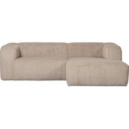 Ecksofa Woood "Bean Ripsbezug vollst&auml;ndig bezogen, H 73 x B 254 x T 175 cm", beige (travertin), B:254cm H:73cm T:178cm, Sofas, Ecksofa, Rechts, Tragkraft 100 kg pro Sitzplatz, Gute Verschlei&szlig;festigkeit